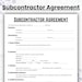 Editable Subcontractor Agreement Template, Single Page Subcontractor ...