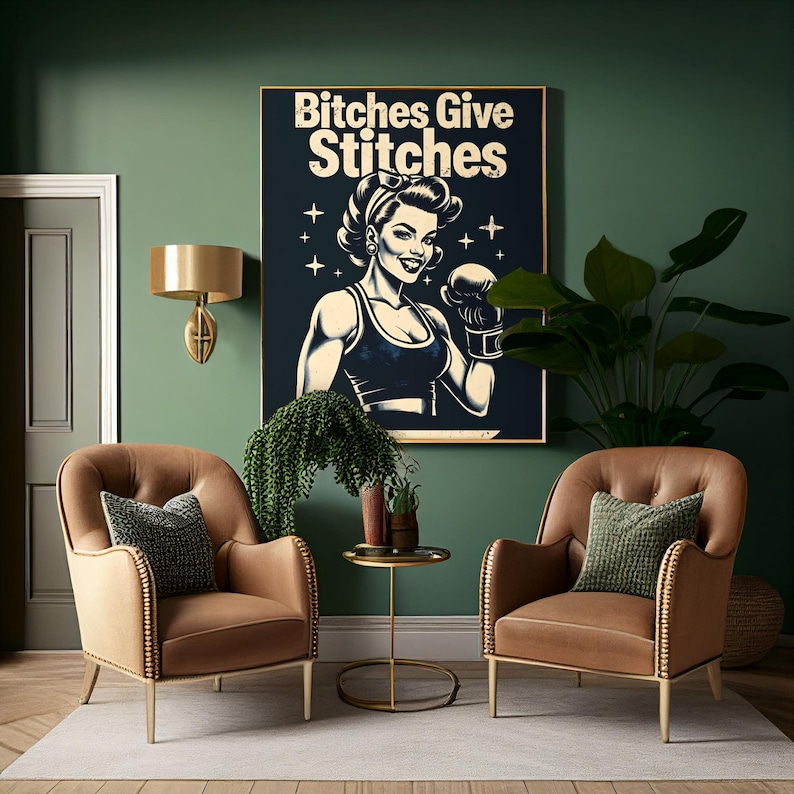 Vintage Female Boxer Art Print: Motivational Boxing Poster (digital ...