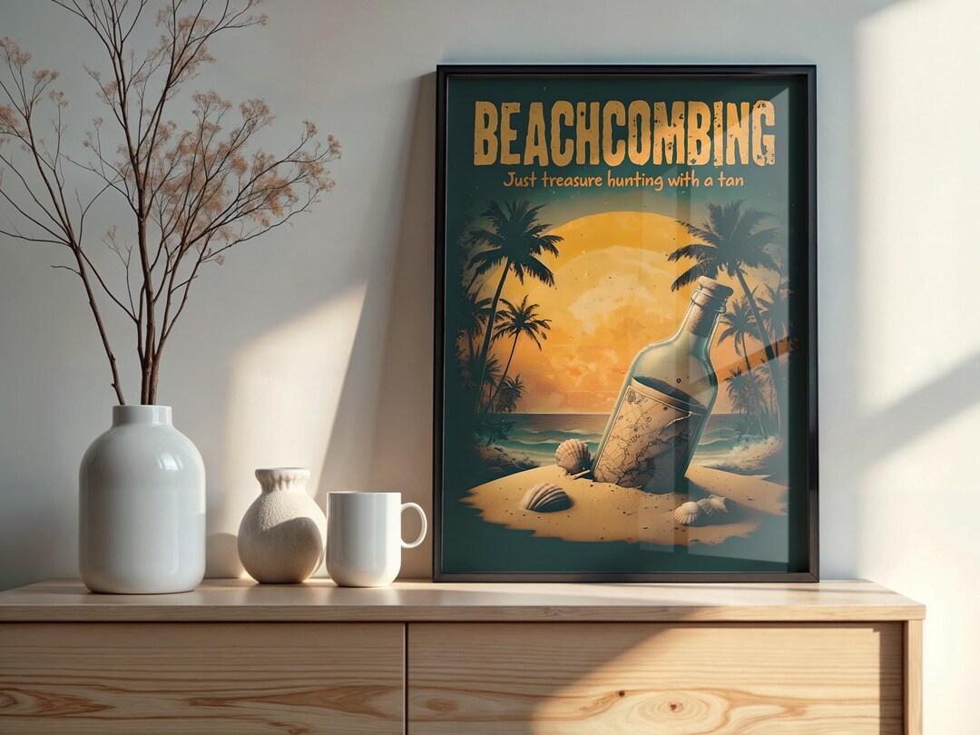 Beachcombing Digital Art, Coastal Decor, Seashells, Beachcomber, Coast ...