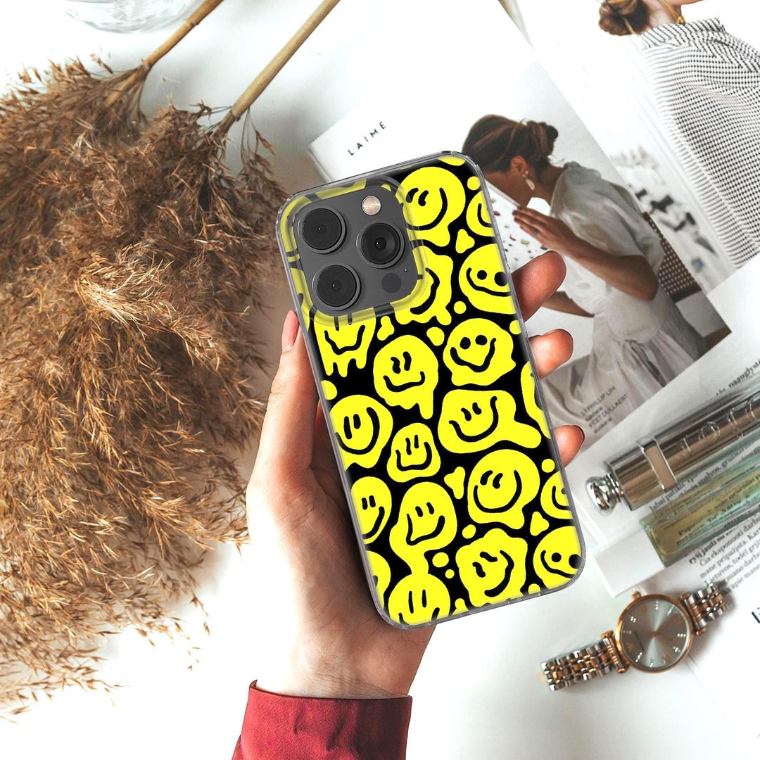 Distorted Smiley Face Phone Case, Funny Drip Cover for Apple iPhone 12 ...