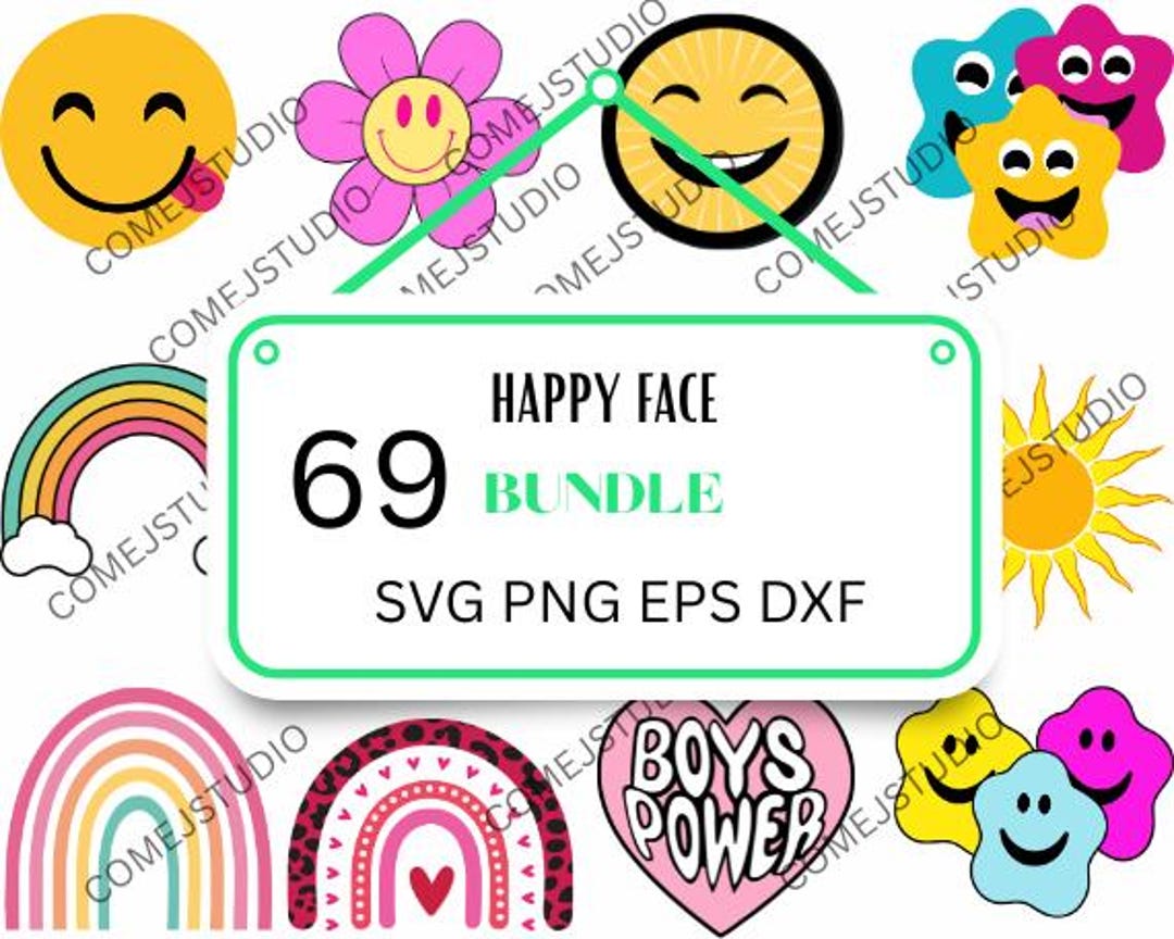 Happy Face SVG Bundle: Retro Groovy Clipart (digital Download) - Etsy