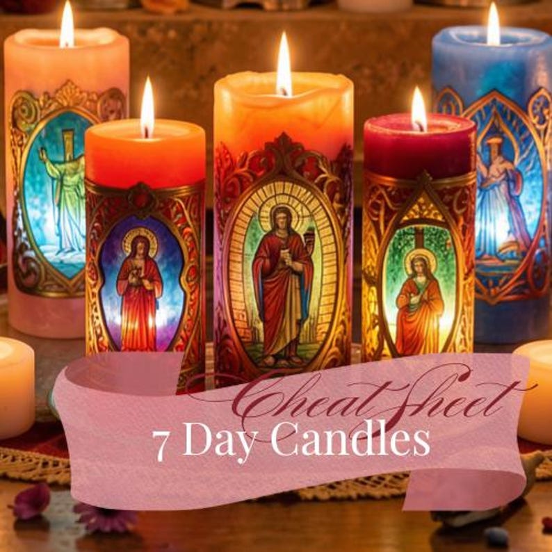 Cheat Sheet: 7 Day Candles - Etsy