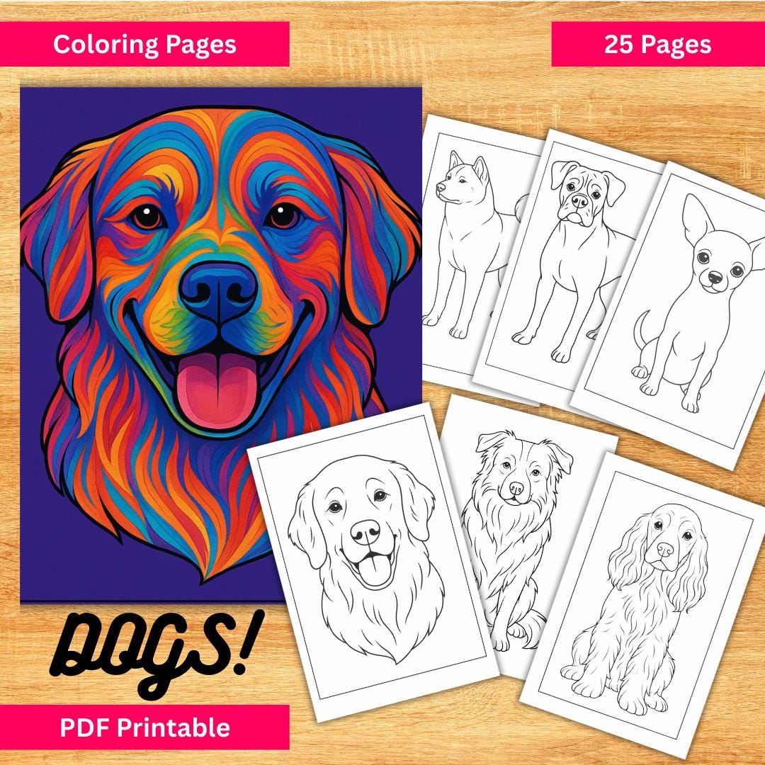 DOGS! Realistic Dog Breeds Coloring Pages for Adults – Printable PDF ...