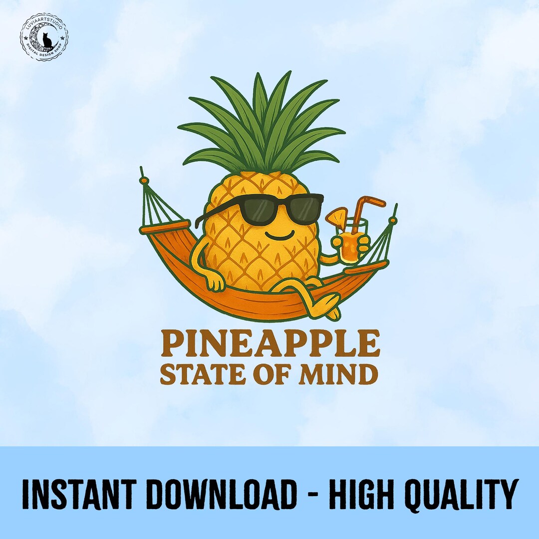 Pineapple State of Mind PNG, Relaxed Summer Clipart, Cute Tropical ...