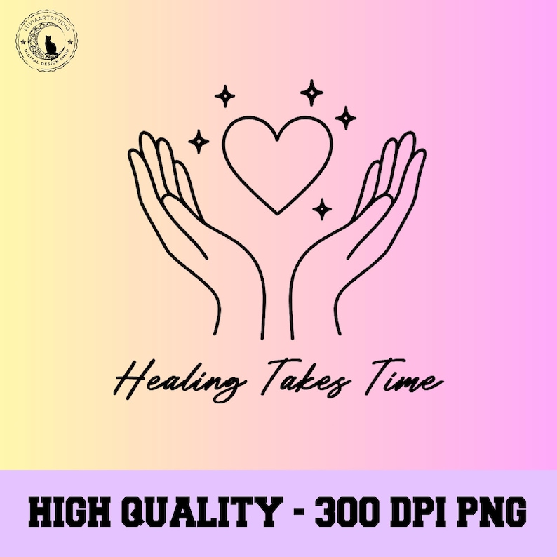 Healing Hands Heart PNG, Self Love Line Art Clipart, Spiritual Boho Design for Shirt or Wall Art ...