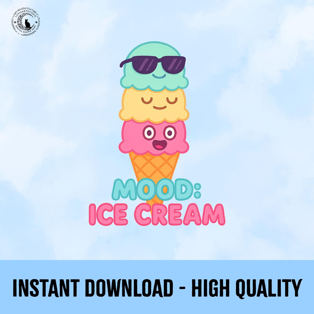 Mood Ice Cream PNG, Cute Kawaii Ice Cream Clipart, Summer Printable ...