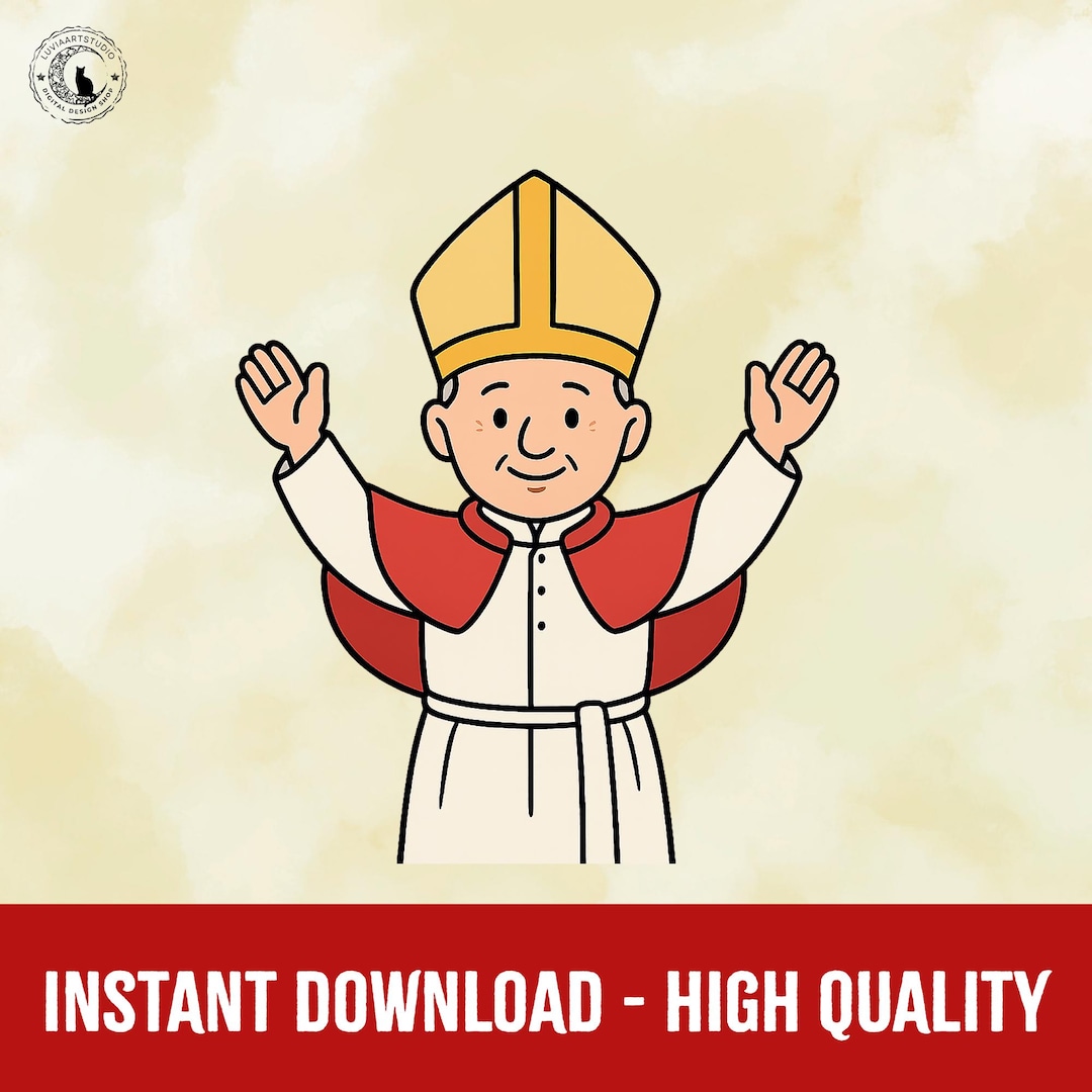 Cartoon Pope PNG, Cute Catholic Clipart, Funny Papal Illustration for ...