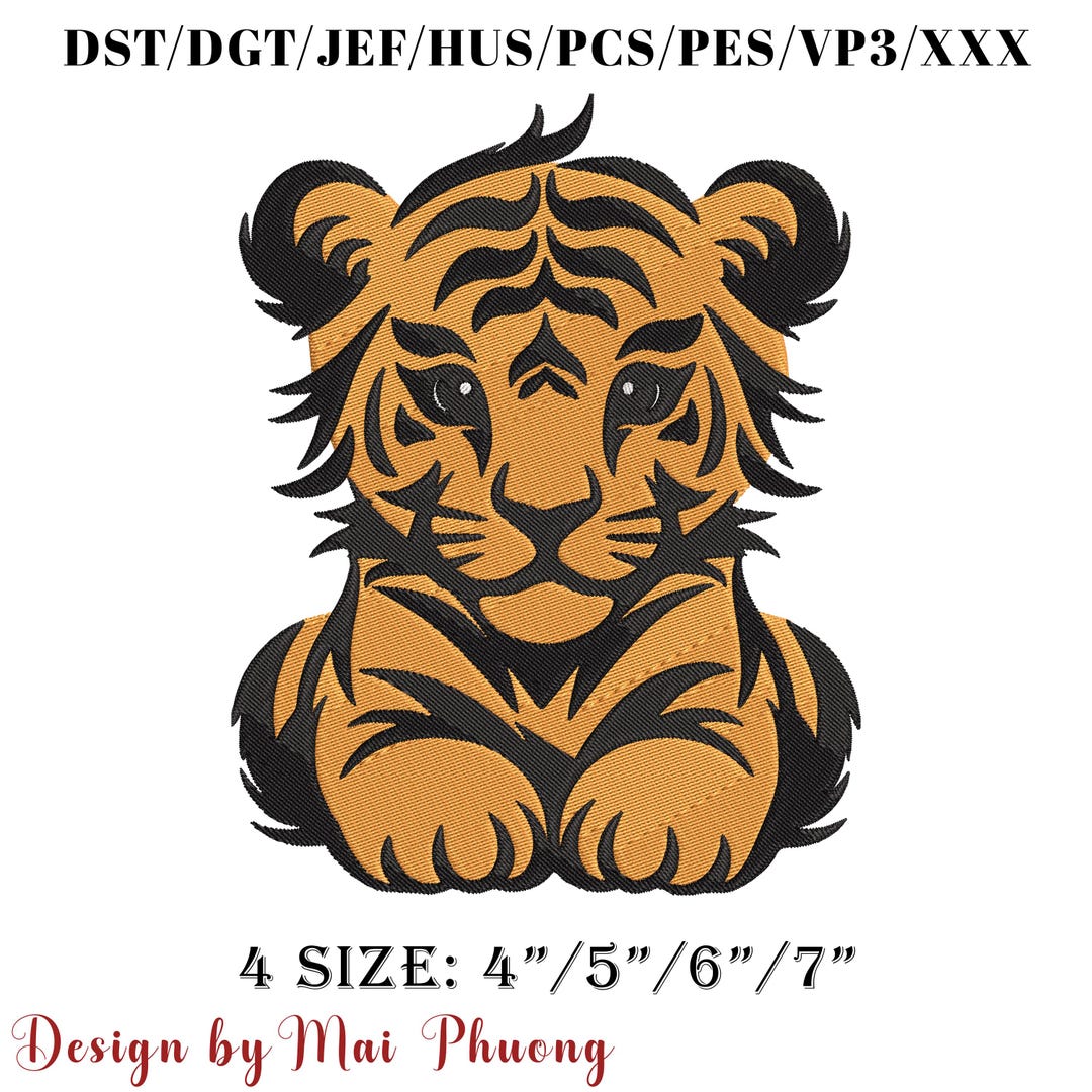 Cute Baby Tiger Embroidery Design | Jungle Animal | Tiger Cub Machine ...