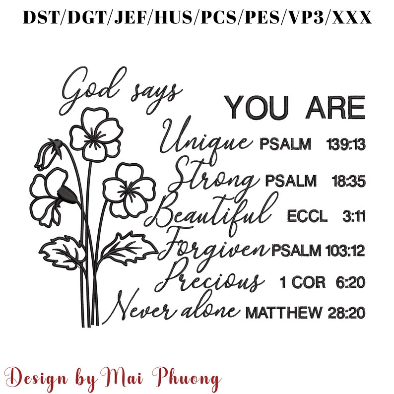 God Says You Are Embroidery Design - Bible Verse Christian Quote ...