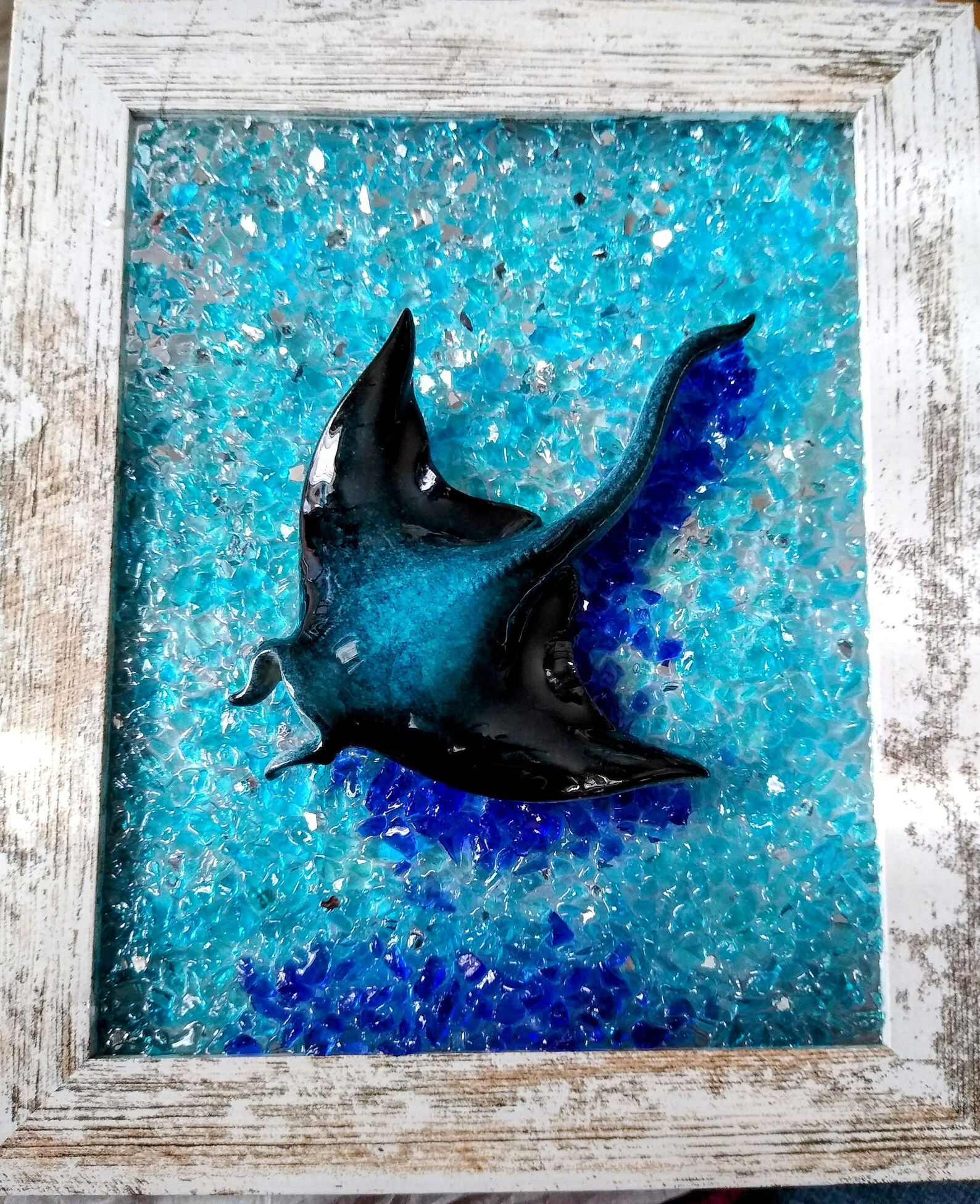 Manta Ray in the Depth of the Sea 8x10 Distressed Picture Frame ...