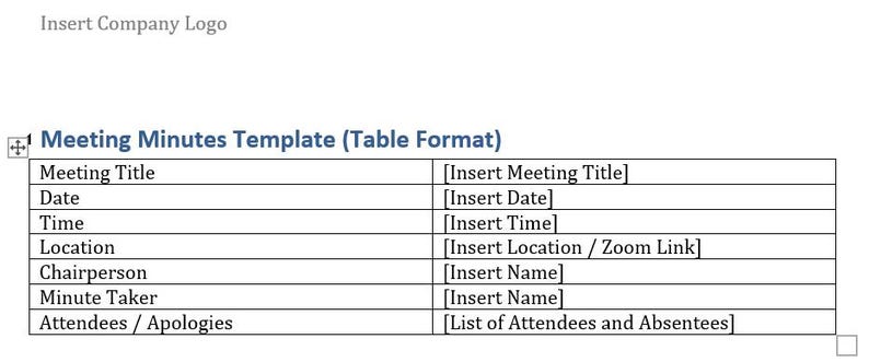 Meeting Minutes Template - Etsy