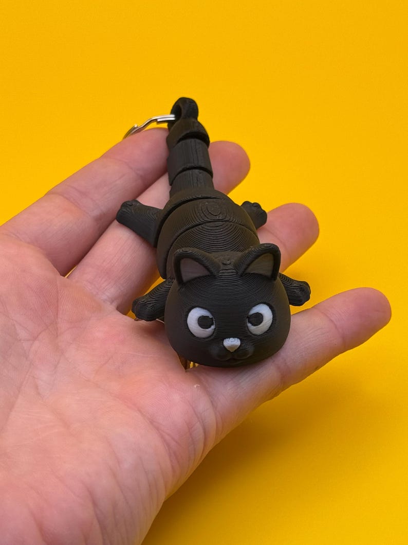 Articulated Black Cat Keychain: 3D Printed Fidget Toy - Etsy
