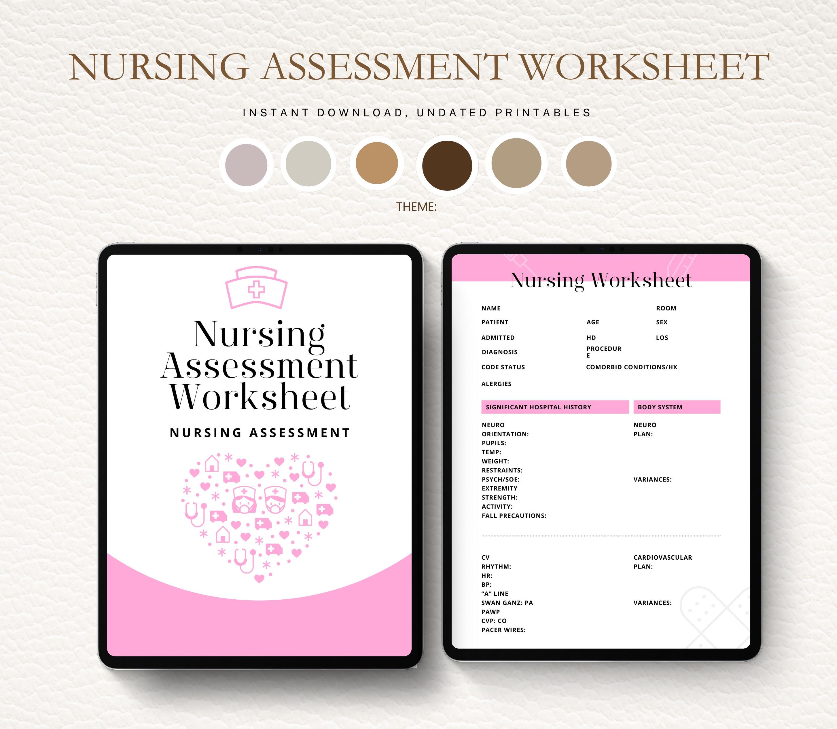 Nursing Worksheet Template: Clinical Notes, Patient Care Report ...