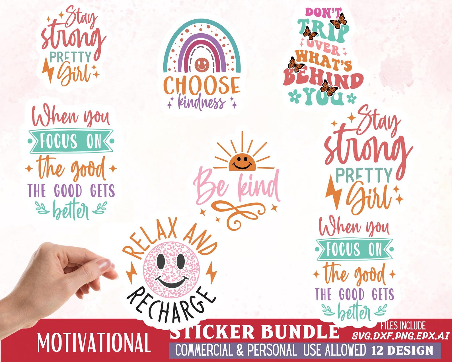 12 Motivational Stickers for Kids | Positive Quote Printable | Digital ...