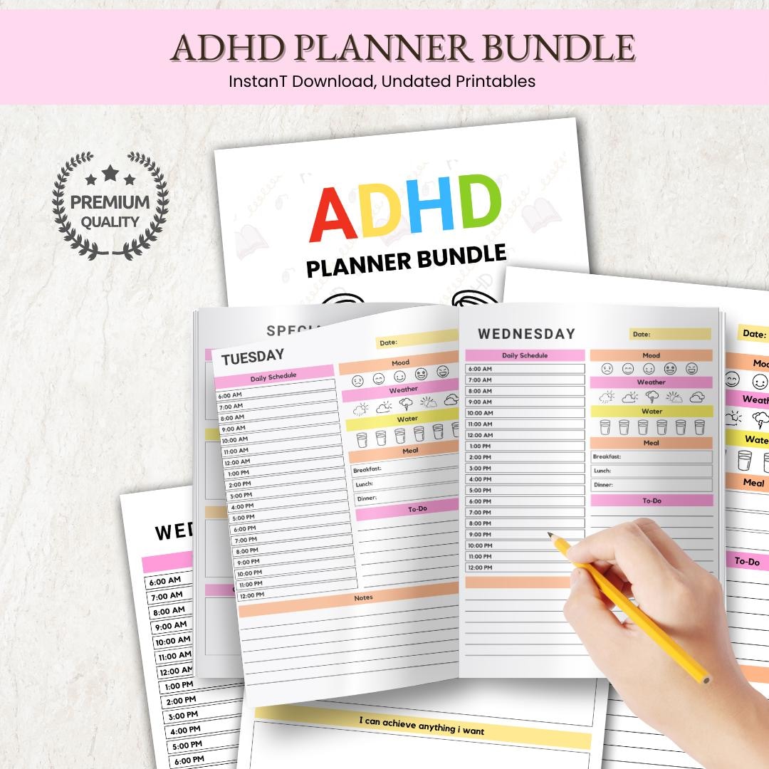 ADHD Digital Planner – Printable and Editable Daily Organizer for Focus ...