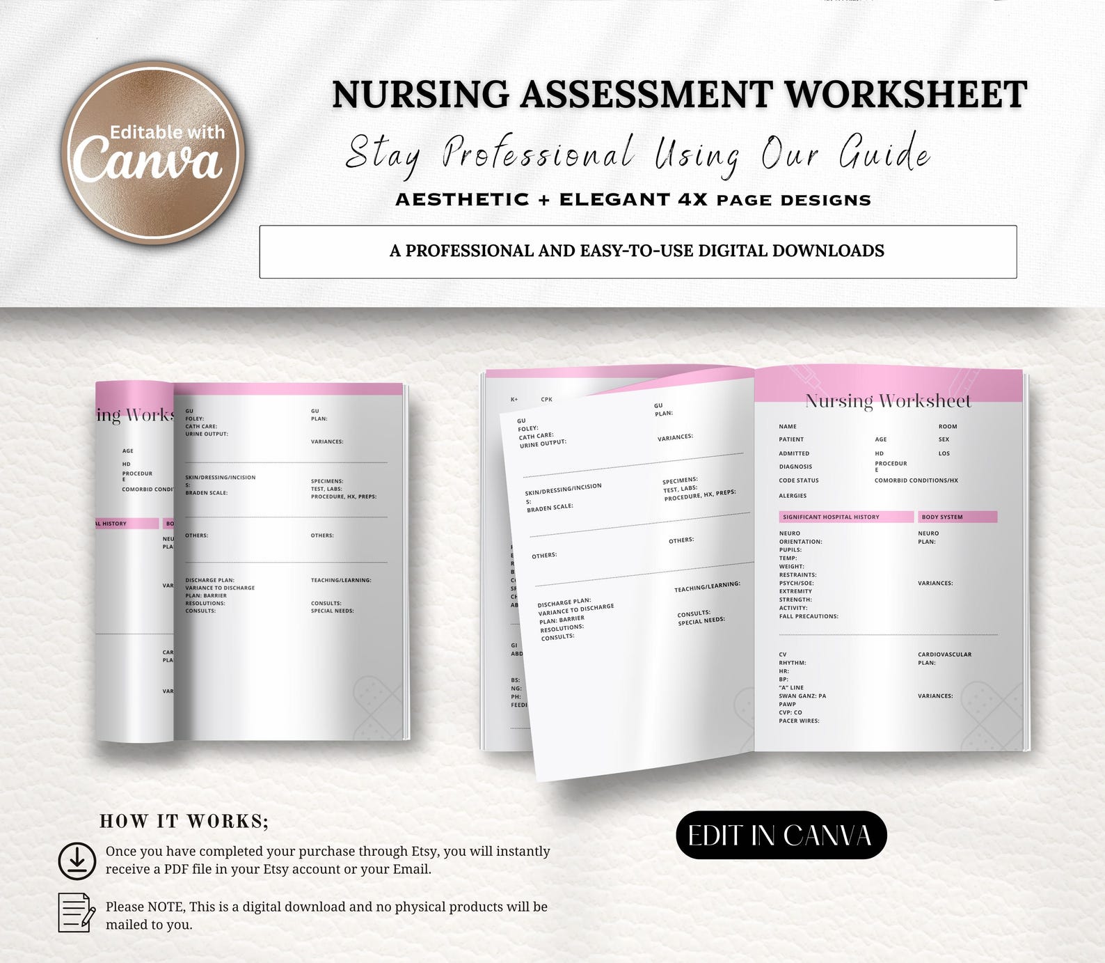 Nursing Worksheet Template: Clinical Notes, Patient Care Report ...