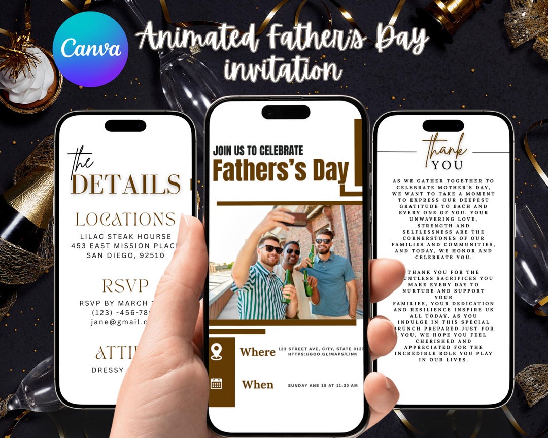 Father’s Day Animated Invitation | Editable Canva Video Template ...