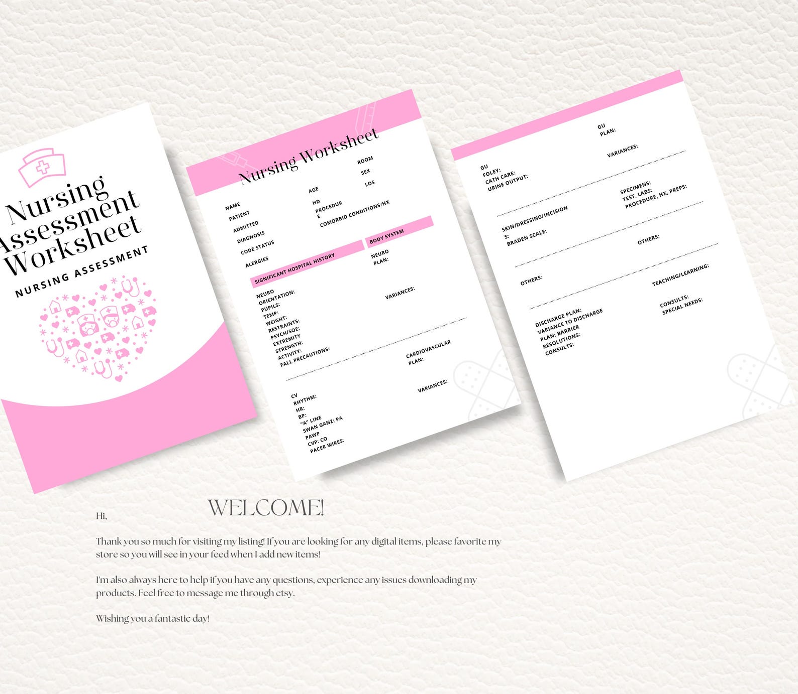 Nursing Worksheet Template | Clinical Notes Sheet | Patient Care Report ...