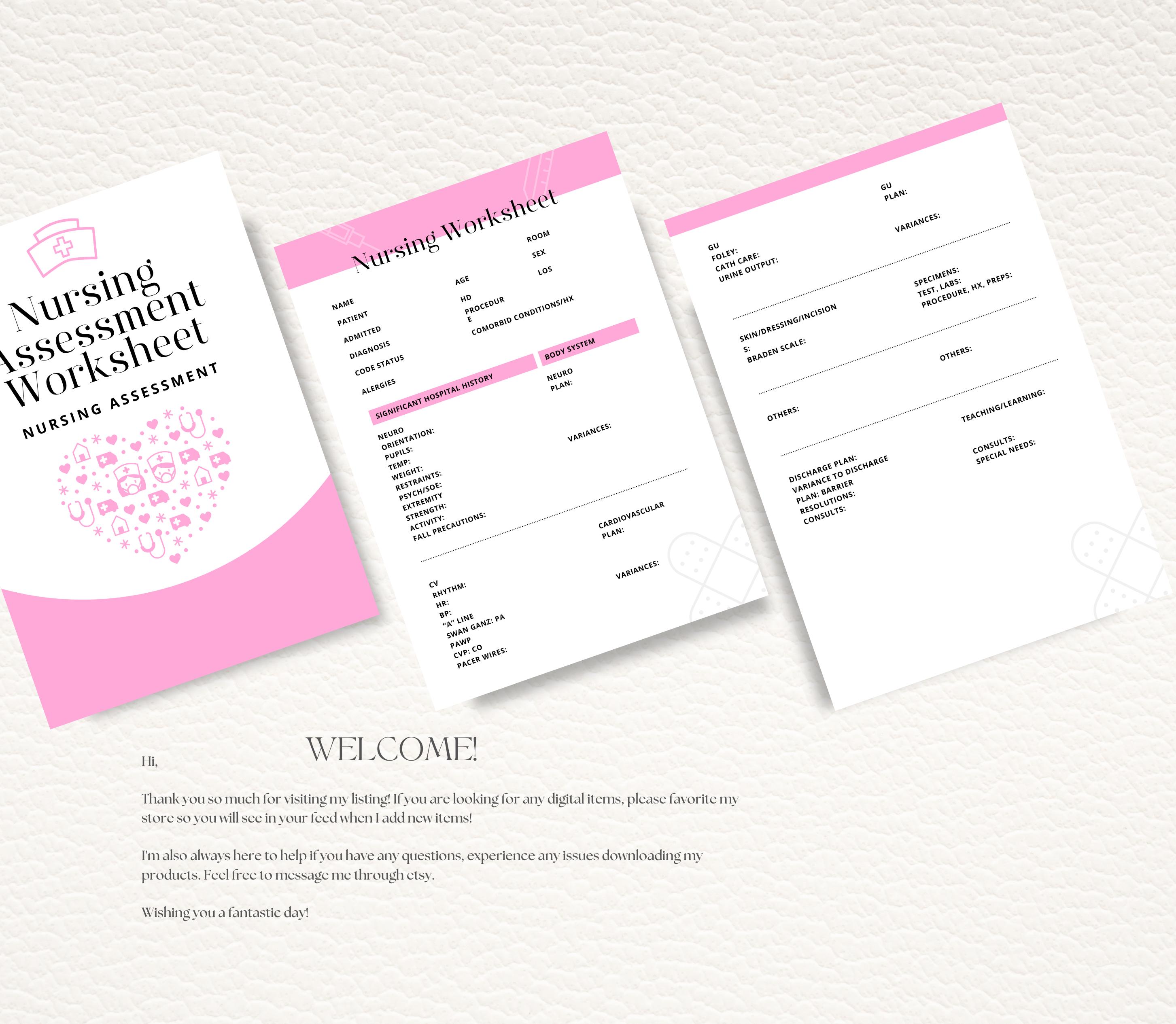 Nursing Worksheet Template: Clinical Notes, Patient Care Report ...