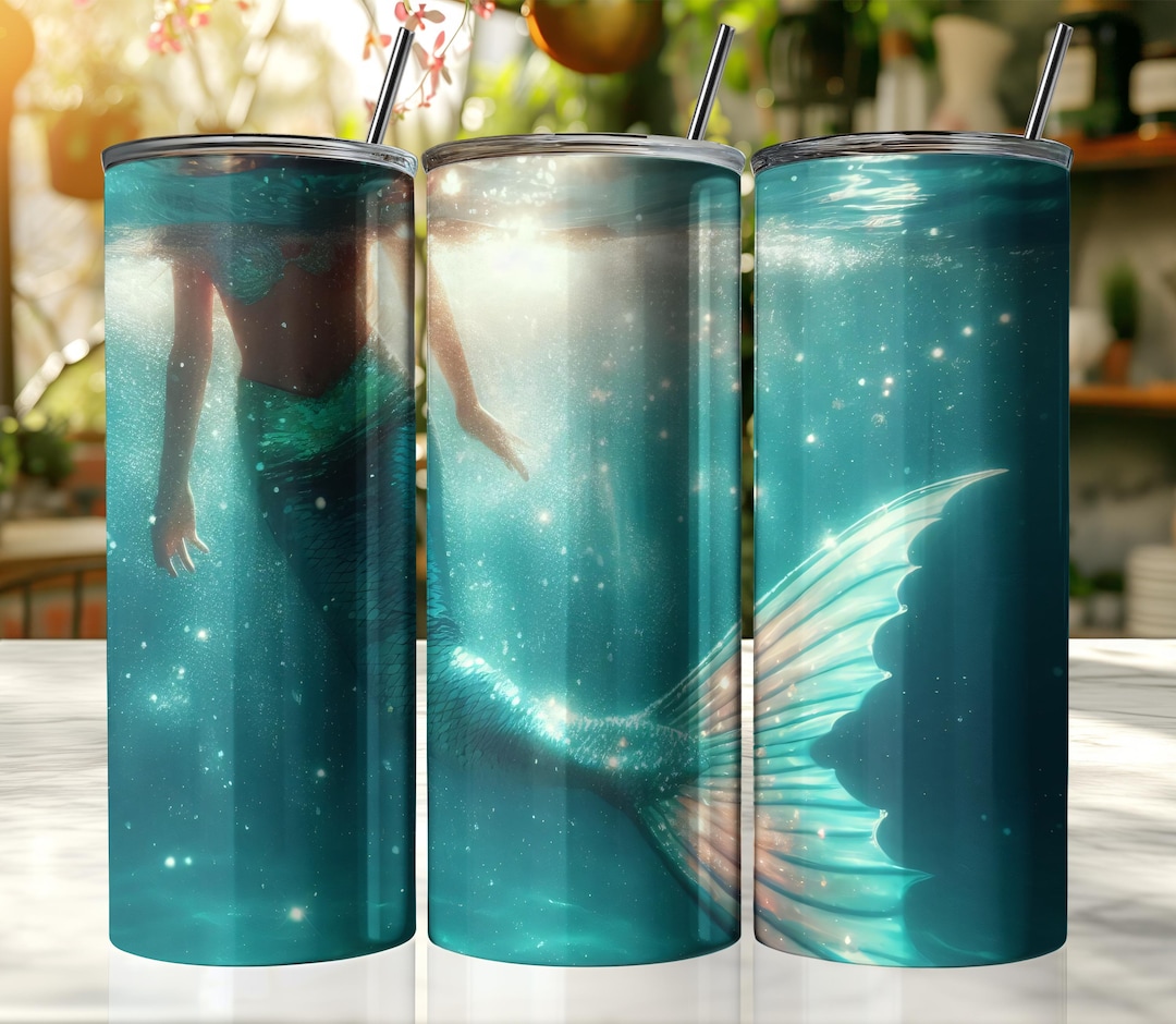 Mermaid Tumbler | 20oz Glitter Sea Shell Tumbler | Ocean-inspired ...