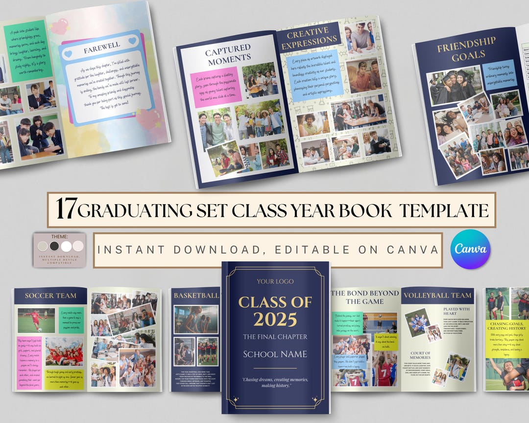 Graduation Yearbook Canva Templates: Senior Keepsake, Class of 2025 ...