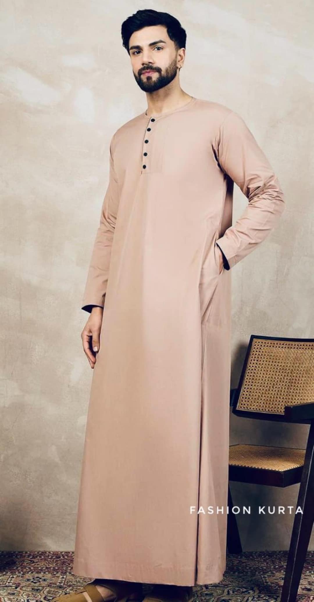 Jubba | Saudi Arab Thobe | Long Sleeve Abaya Kaftan Robe | Ethnic ...