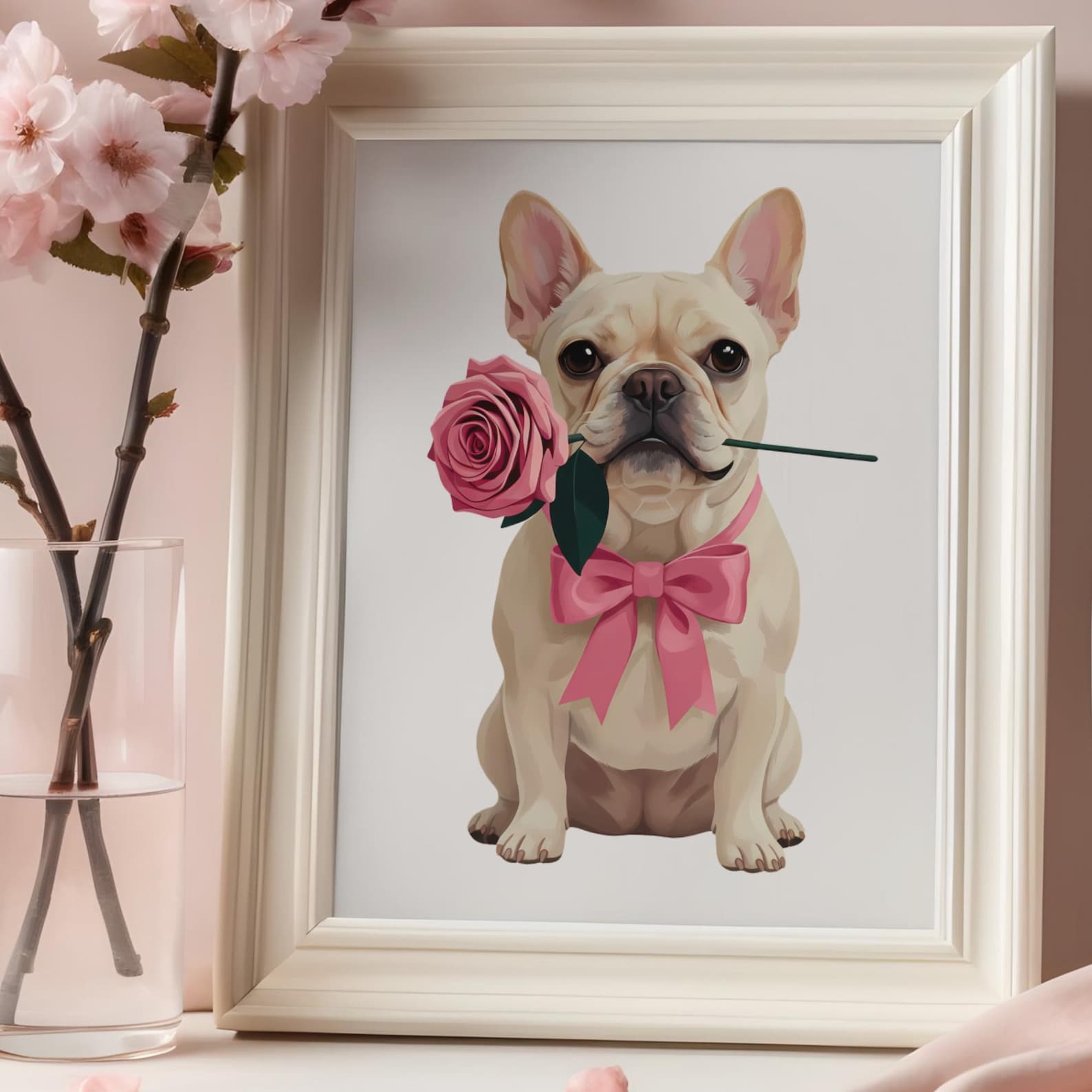 Cute Dogs With Flowers Clipart, Dog Breeds PNG, Romantic Puppy ...