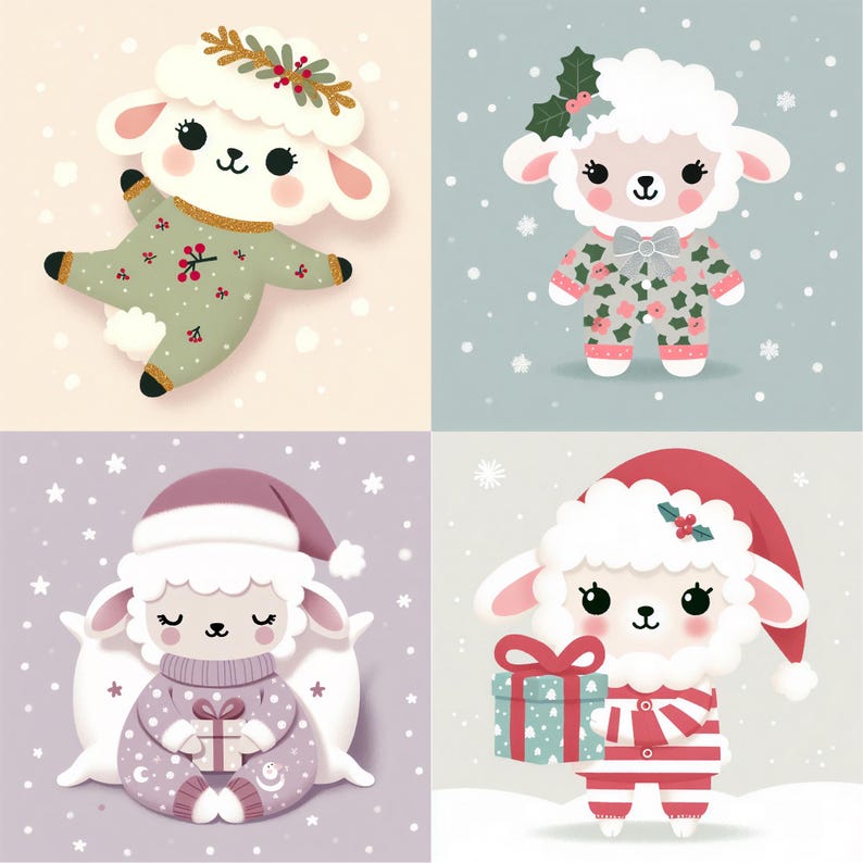 Christmas Lamb Clipart: Minimalist Holiday Animals (PNG, JPEG) - Etsy
