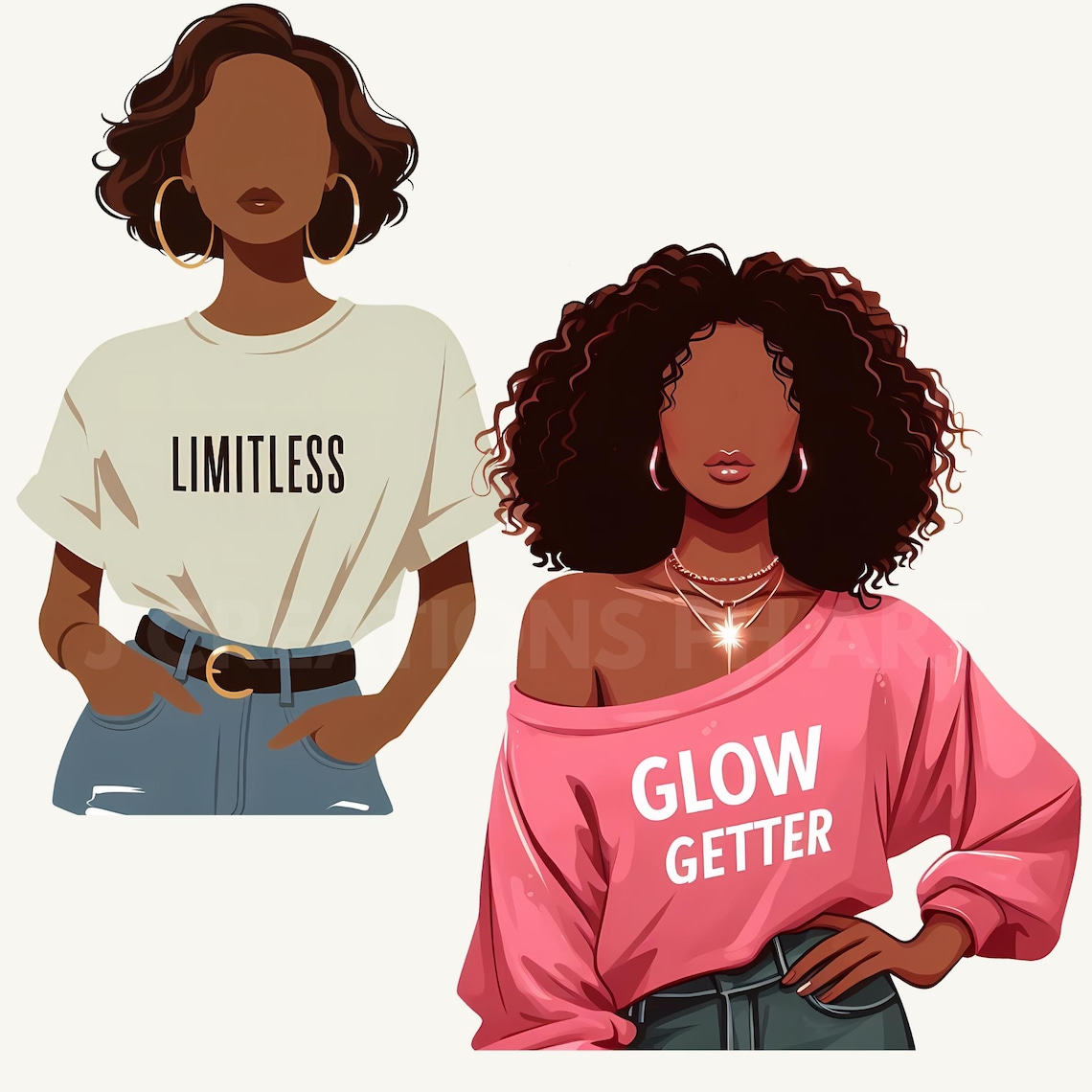Faceless Black Girl Clipart, Empowering Afro Woman PNG, Melanin Girl ...