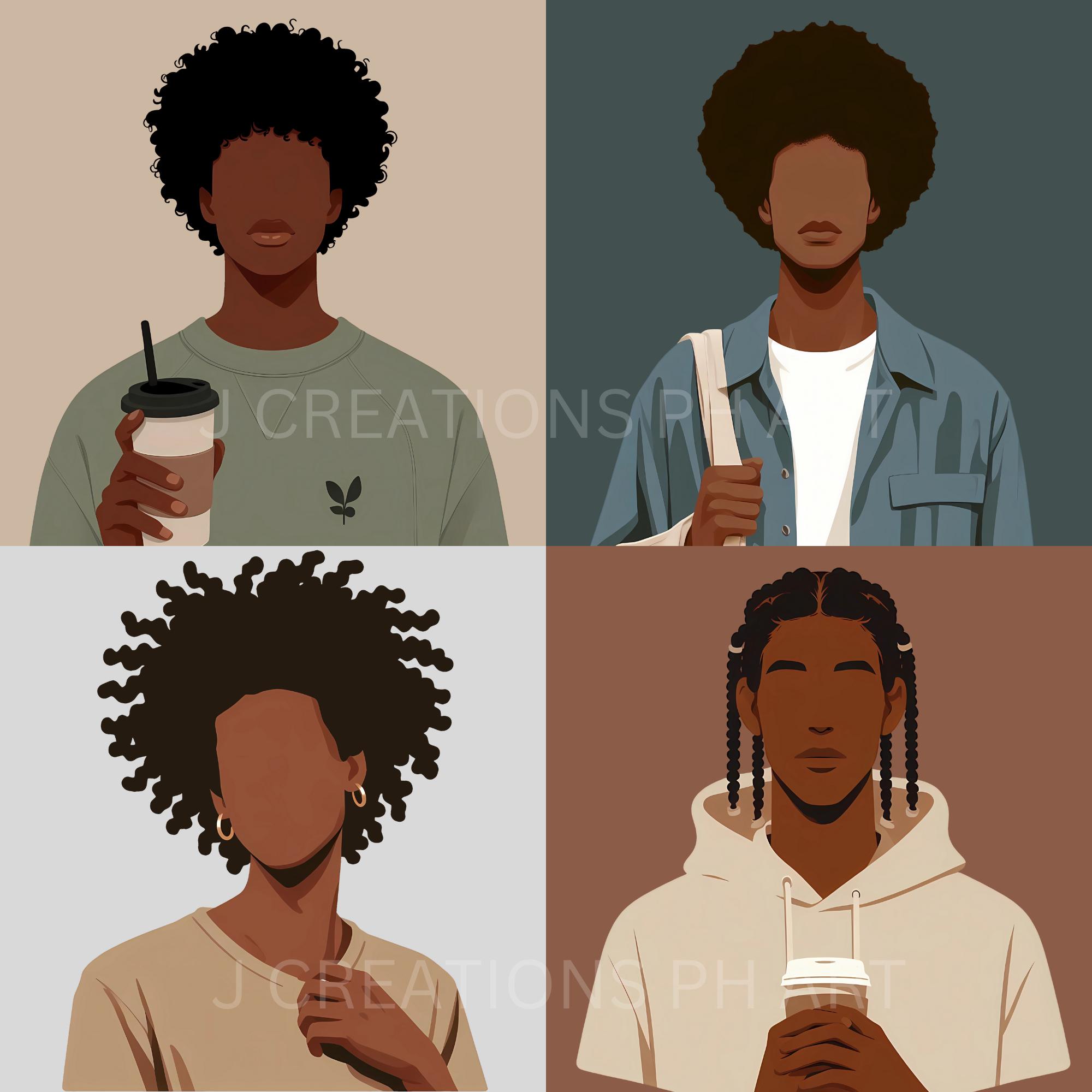 10 Faceless Afro Man Clipart of Black Men Illustrations of Guy Casual ...