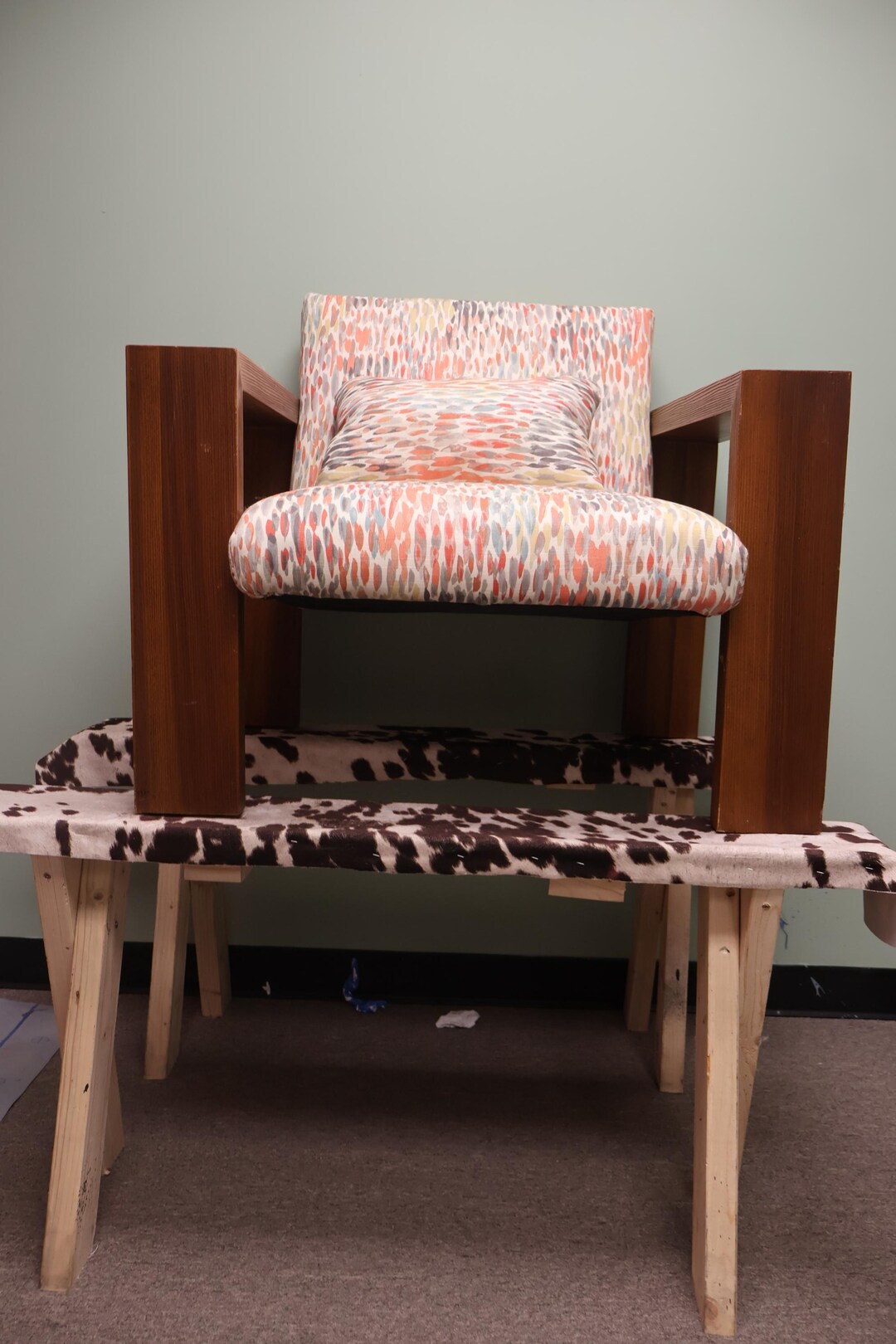 Vintage Ornate Armchair – Tropical Peach + Coral Print Upholstery | One ...
