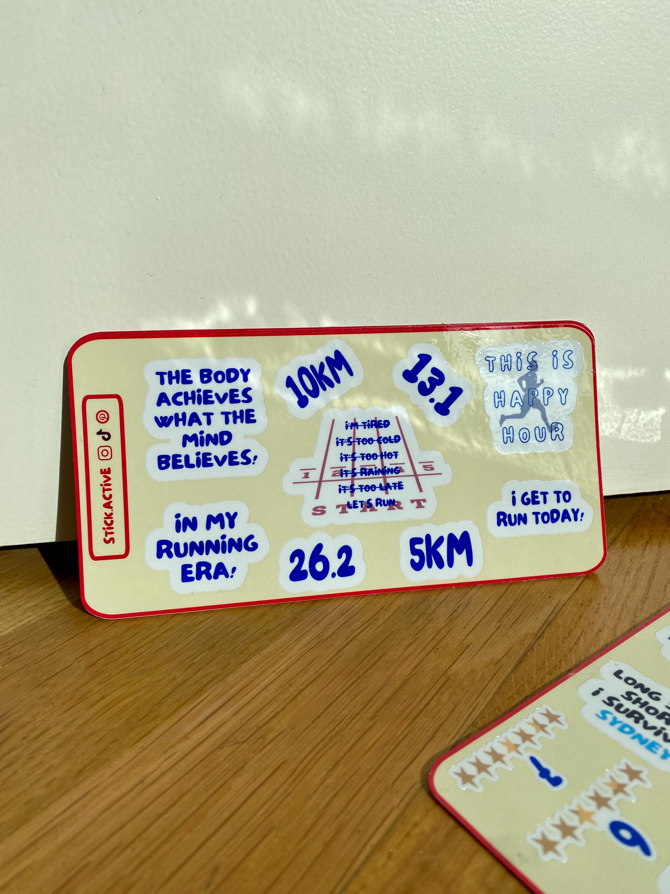 Running Motivation Sticker Sheet – 26.2 13.1 10K 5K Race Stickers ...