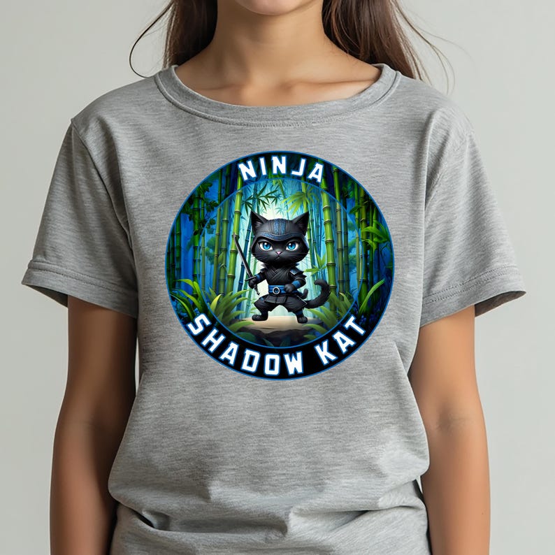Shadow Kat | Black Cat Ninja PNG | Bamboo Forest Circle Design ...