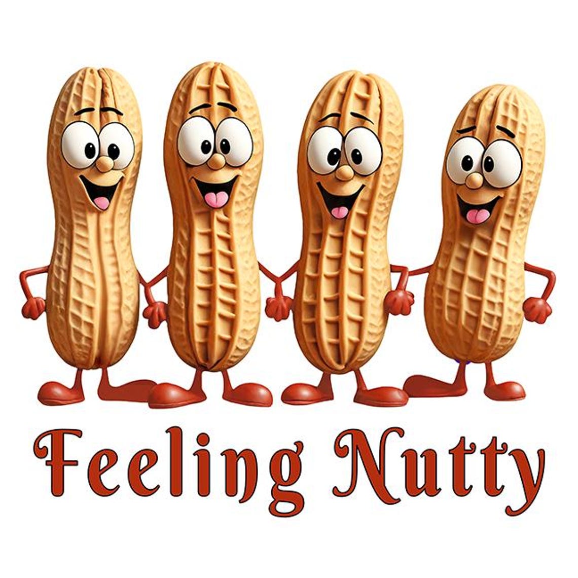 Funny Peanut Quote PNG | “feeling Nutty” With 4 Happy Peanut Characters | 2 PNG Files | Digital ...
