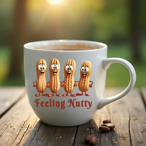 Funny Peanut Quote PNG: "feeling Nutty" Cartoon Design (digital ...