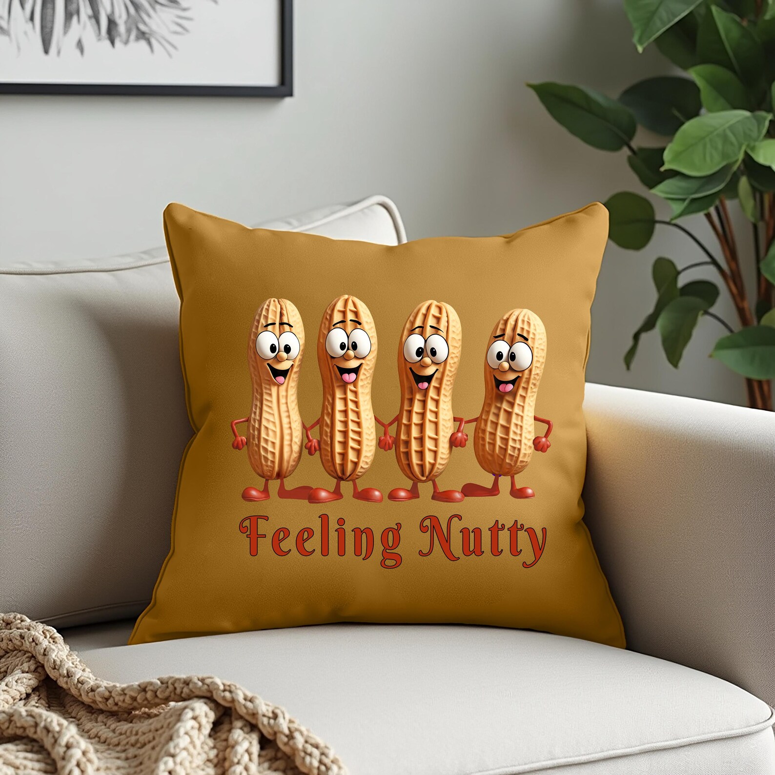 Funny Peanut Quote PNG: "feeling Nutty" Cartoon Design (digital ...