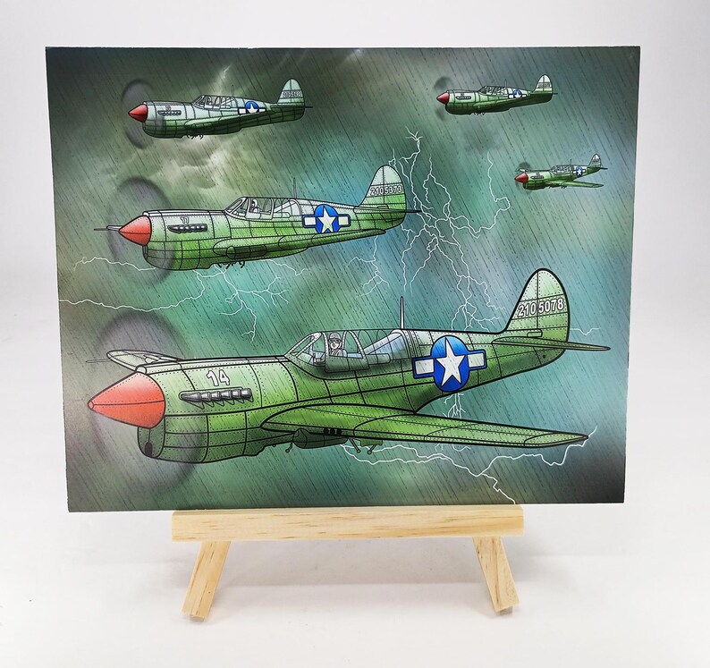 WWII P-40 Warhawk in Thunderstorm - 16"x20" Aviation Art Print - WWII ...