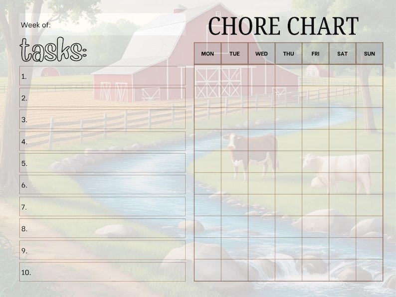 Farm Chore Chart - Download - Etsy