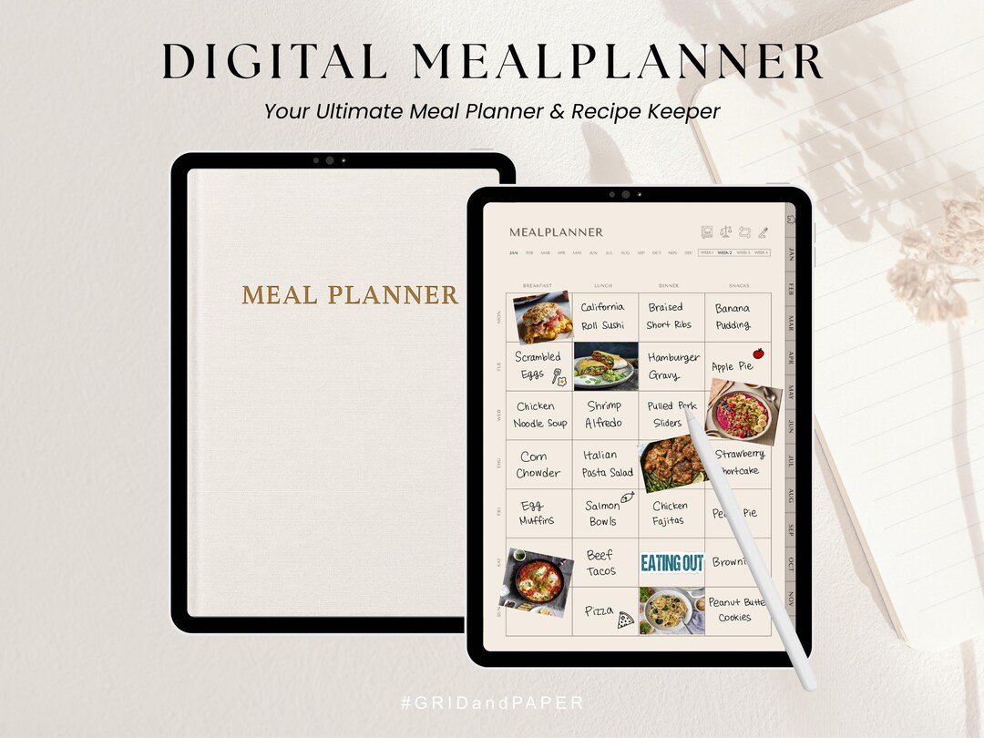 Meal Planner Weekly, Digital Recipe Book, Goodnotes Meal Planner, iPad ...