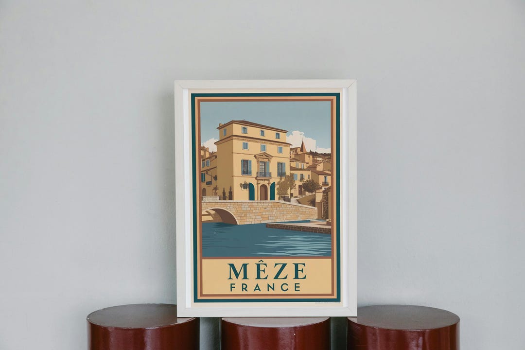 Mèze, France – A4 Vintage Travel Poster (physical Print) - Etsy