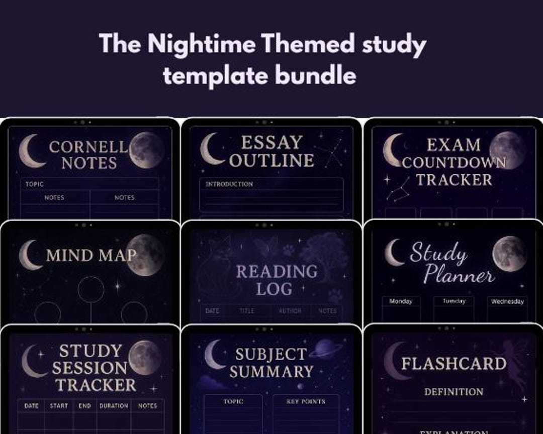 Nightcore Digital Study Planner Bundle: Cosmic Student Templates (PDF ...
