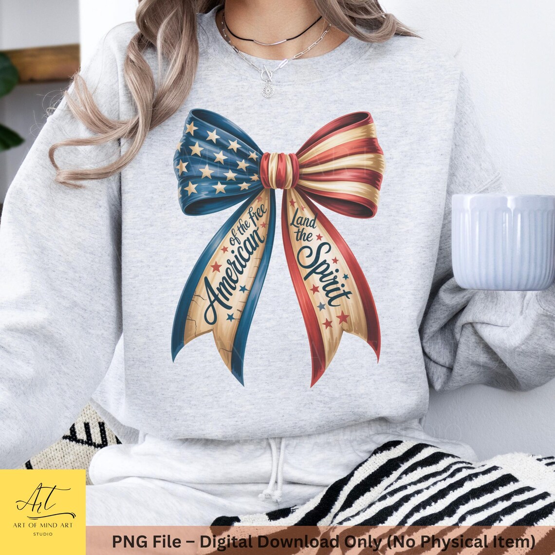 Honor the Brave PNG: American Flag Bow, Patriotic Design (digital ...