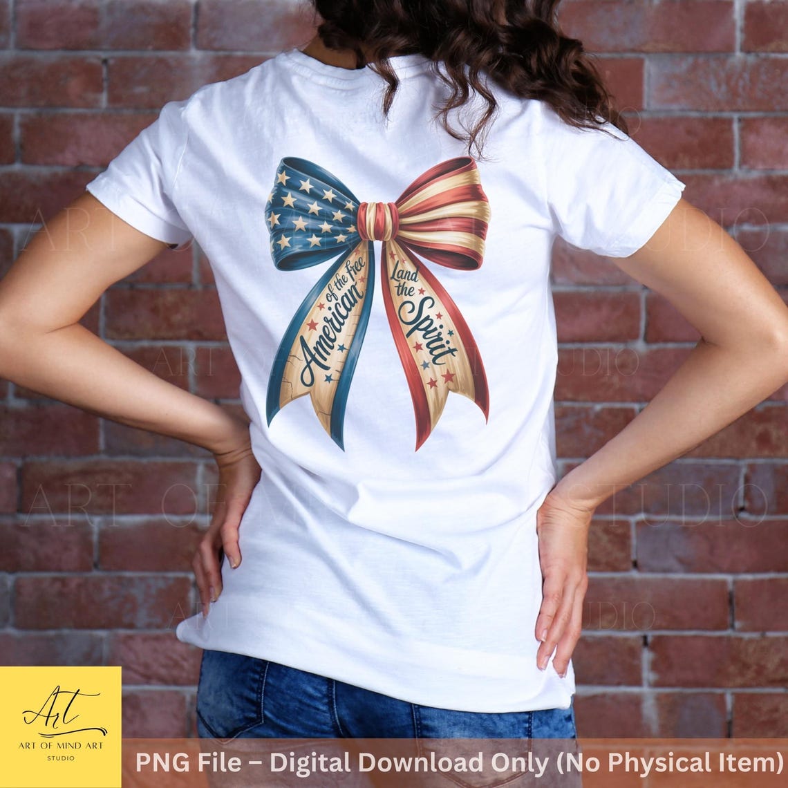 Honor the Brave PNG: American Flag Bow, Patriotic Design (digital ...