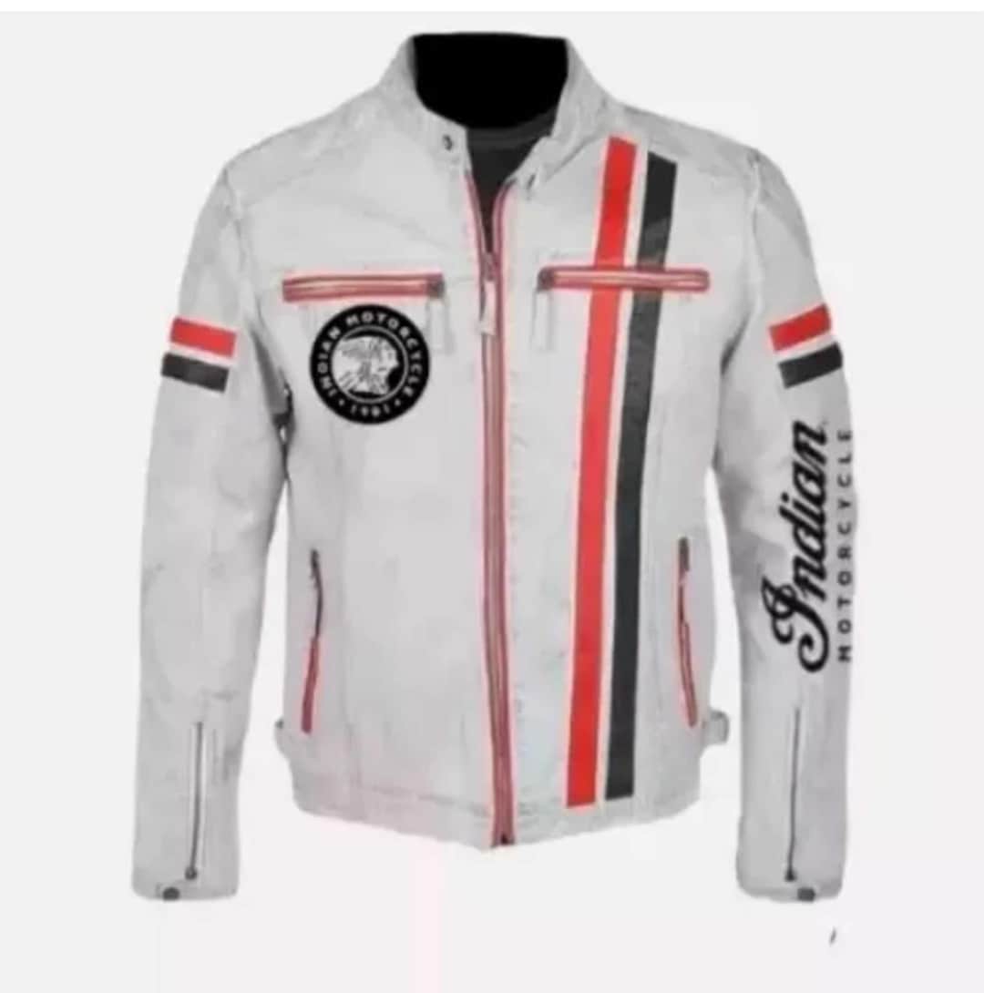 Men's Indian Motorcycle Jacket Handmade Waterproof Real Leather Jacket ...
