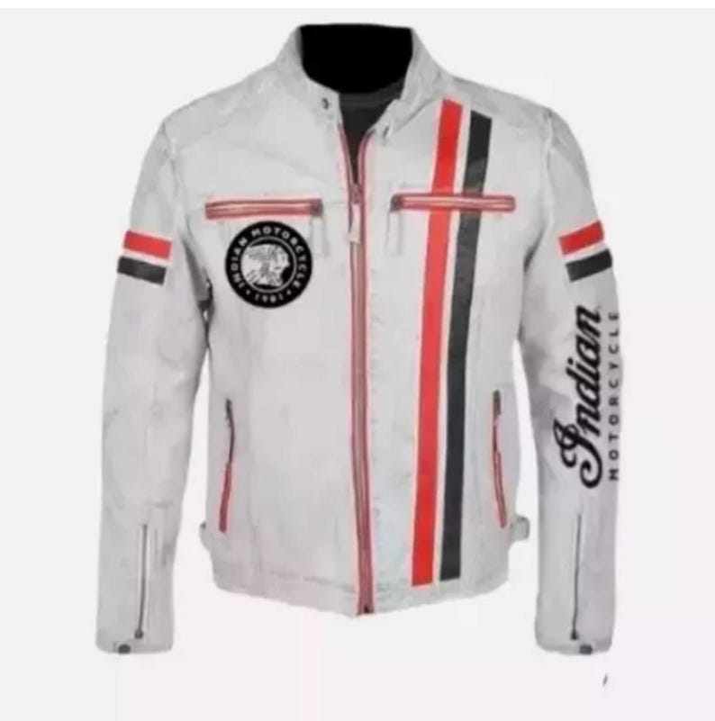 Men's Indian Motorcycle Jacket Handmade Waterproof Real Leather Jacket ...