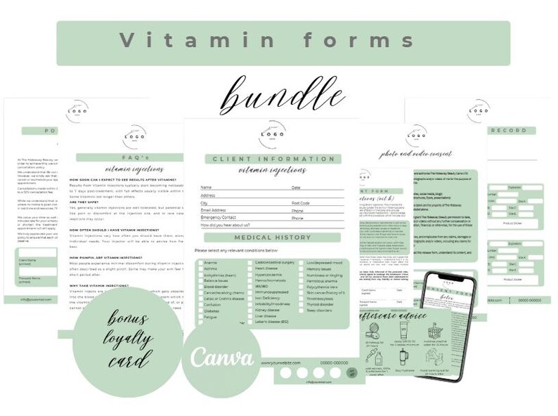 Vitamin Injection Forms Bundle - Etsy