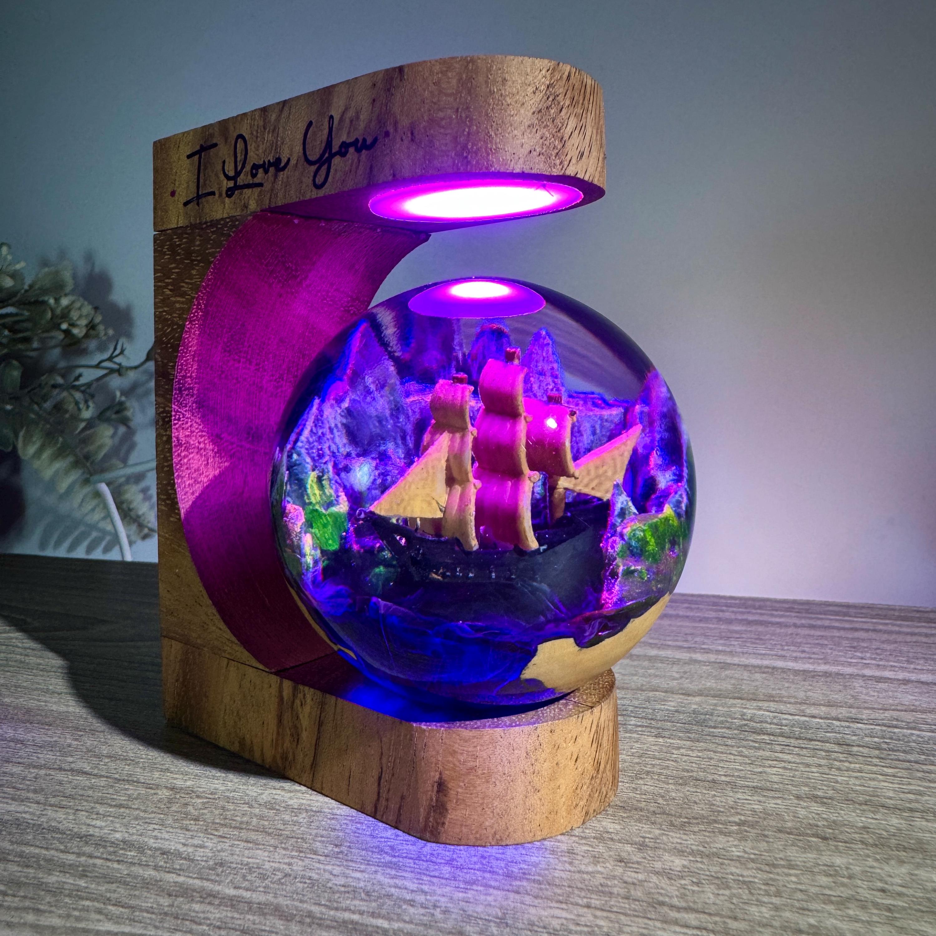 Sailing Ship Resin Globe Lamp – Handmade LED Nautical Light | Custom ...