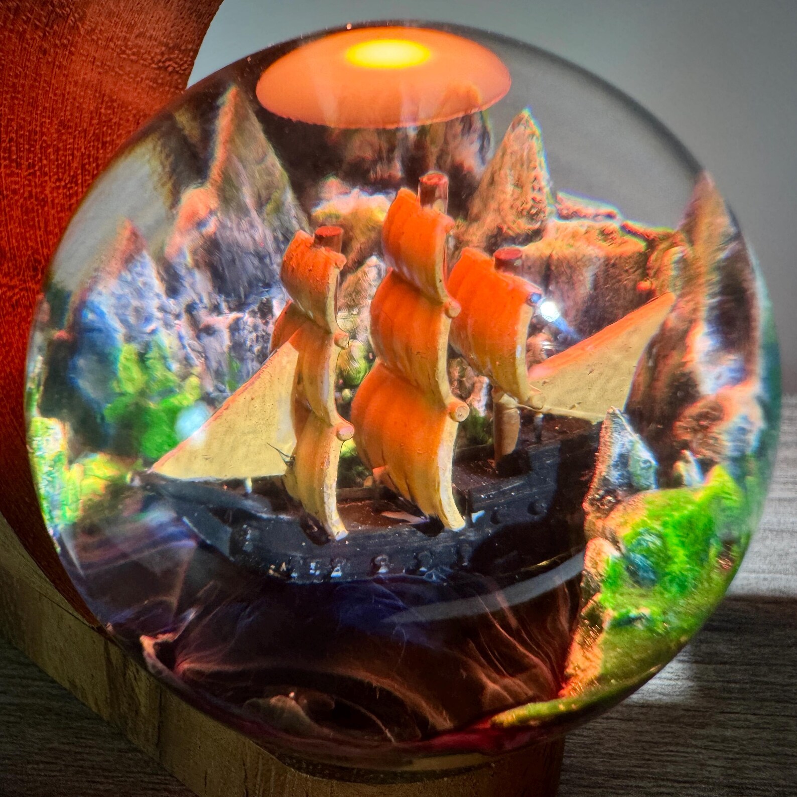 Sailing Ship Resin Globe Lamp – Handmade LED Nautical Light | Custom ...