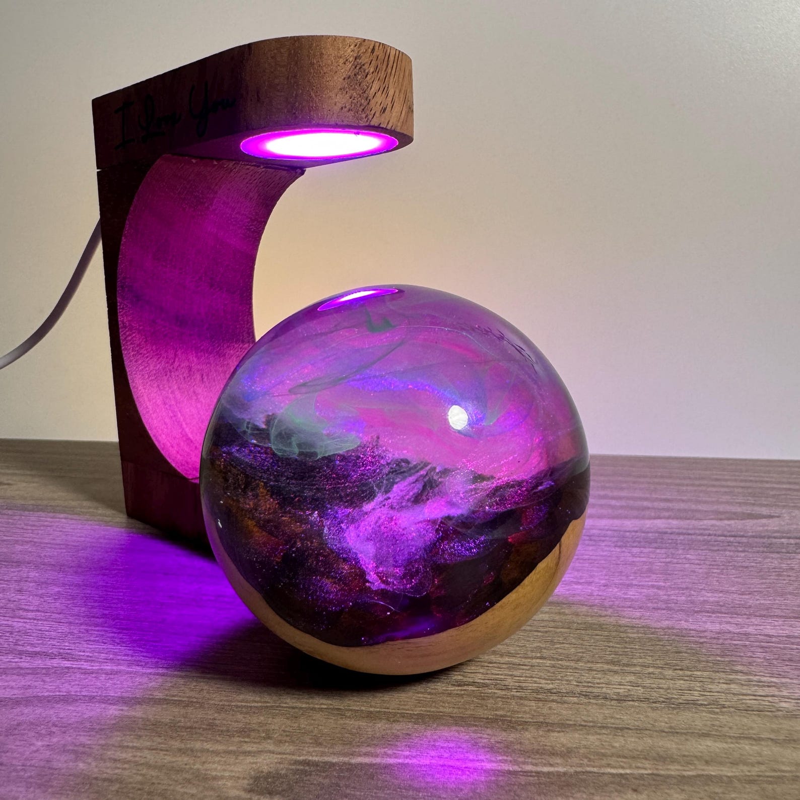 Galaxy Mist Resin Globe Lamp – Handmade LED Cosmic Sphere Light ...