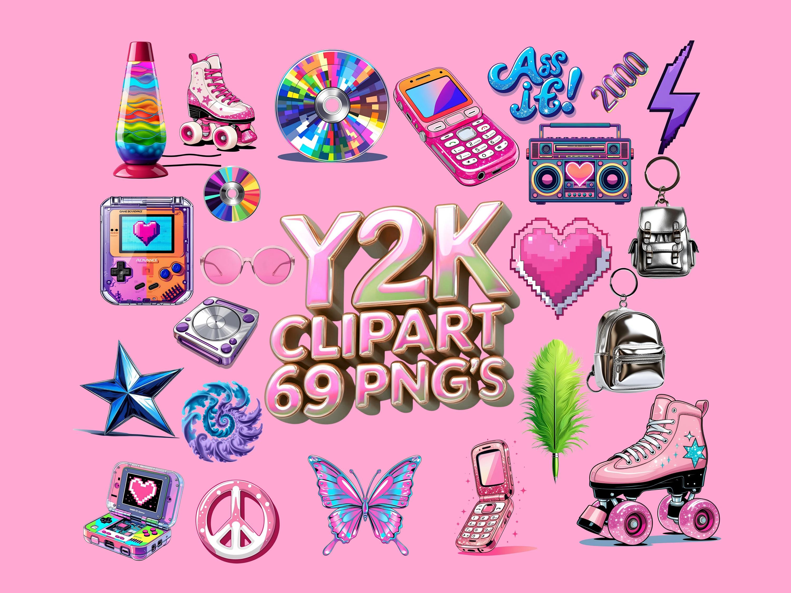 Y2K Clipart Bundle: 2000s Nostalgia Pngs (digital Download, 69 Images ...